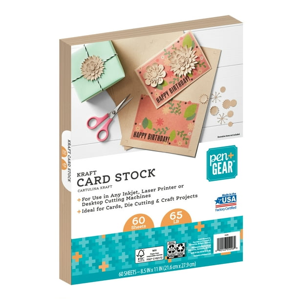 Pen + Gear Kraft Card Stock Paper, 8.5 x 11, 65 lb, 60 Sheets - Walmart.com