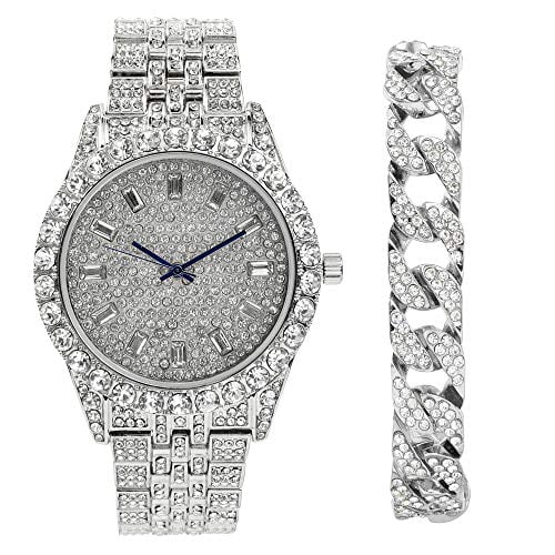 Charles Raymond Mens Wristwatch w/Matching Iced out Rolly Hip Hop ...