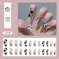 ZHENYANGli French Bow Long Nails Art Blacks and Whites Finished Nails ...
