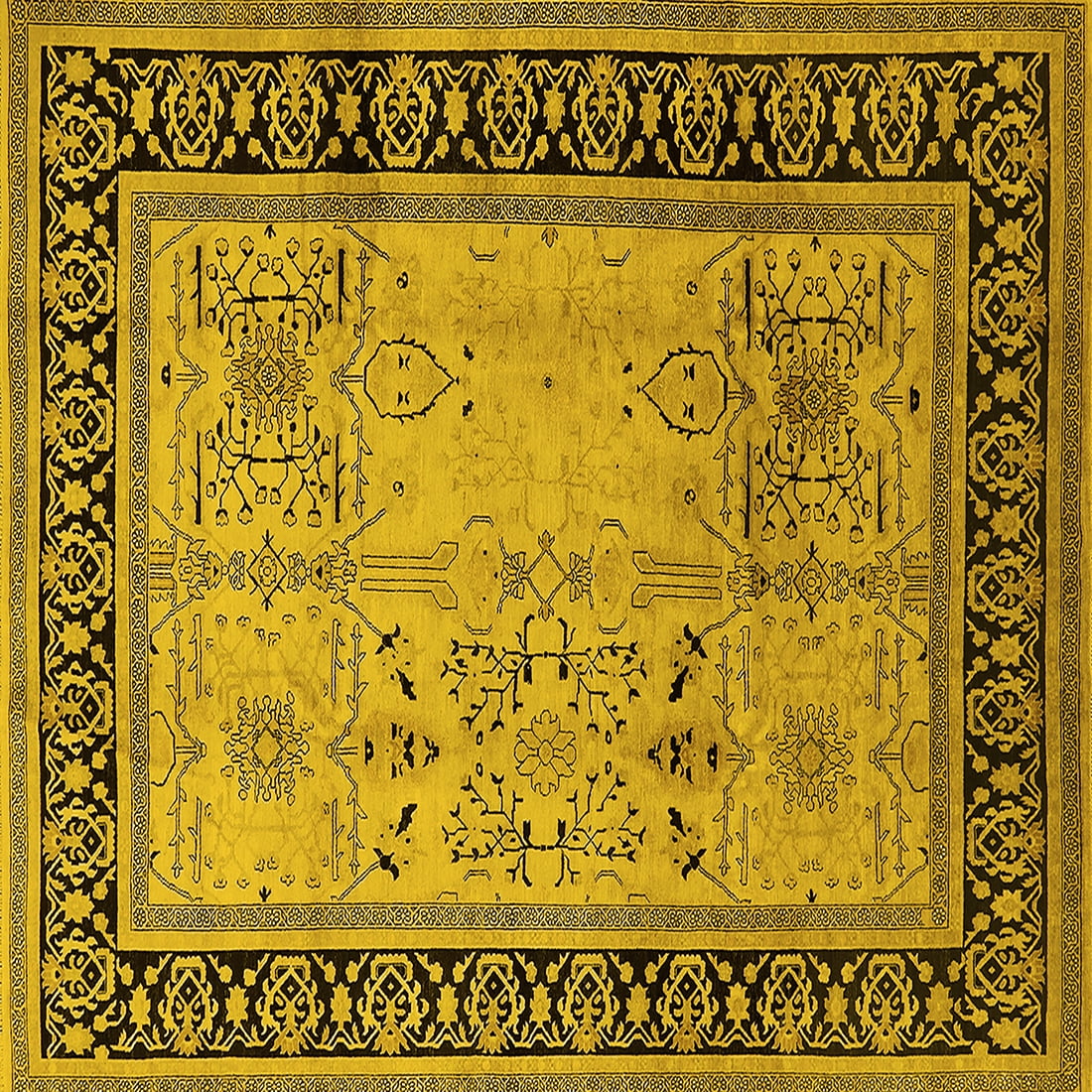 Ahgly Company Machine Washable Indoor Square Oriental Yellow Industrial ...