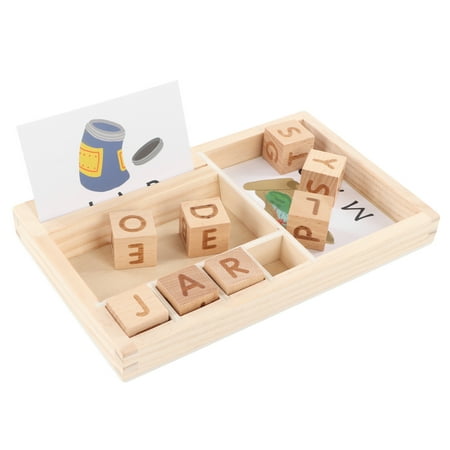 Wood Alphabet Blocks, Interactive ABC Building Blocks 30 Cards Letters ...