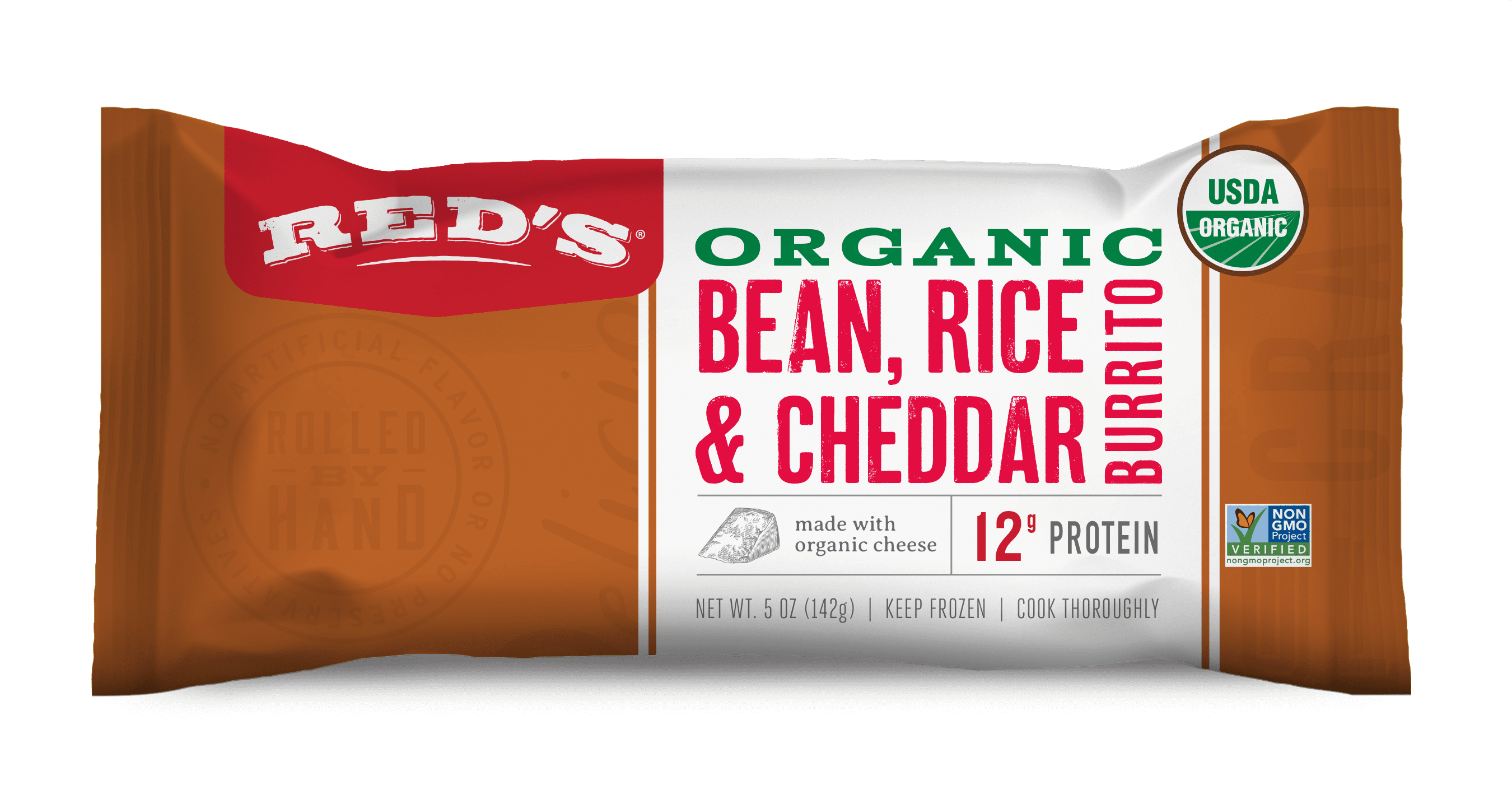 Red's Organic Bean, Rice and Cheddar Burrito, 5 oz (Frozen) – Walmart ...