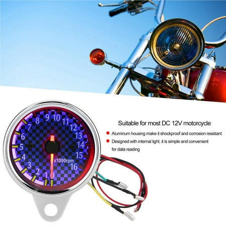 DC 12V Universal Motorcycle LED Electronic Tachometer Gauge Motorcycle ...
