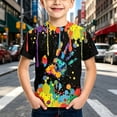 Boys Girls Short Sleeve Crew Neck Casual Tee, Colorful Paint Splash ...