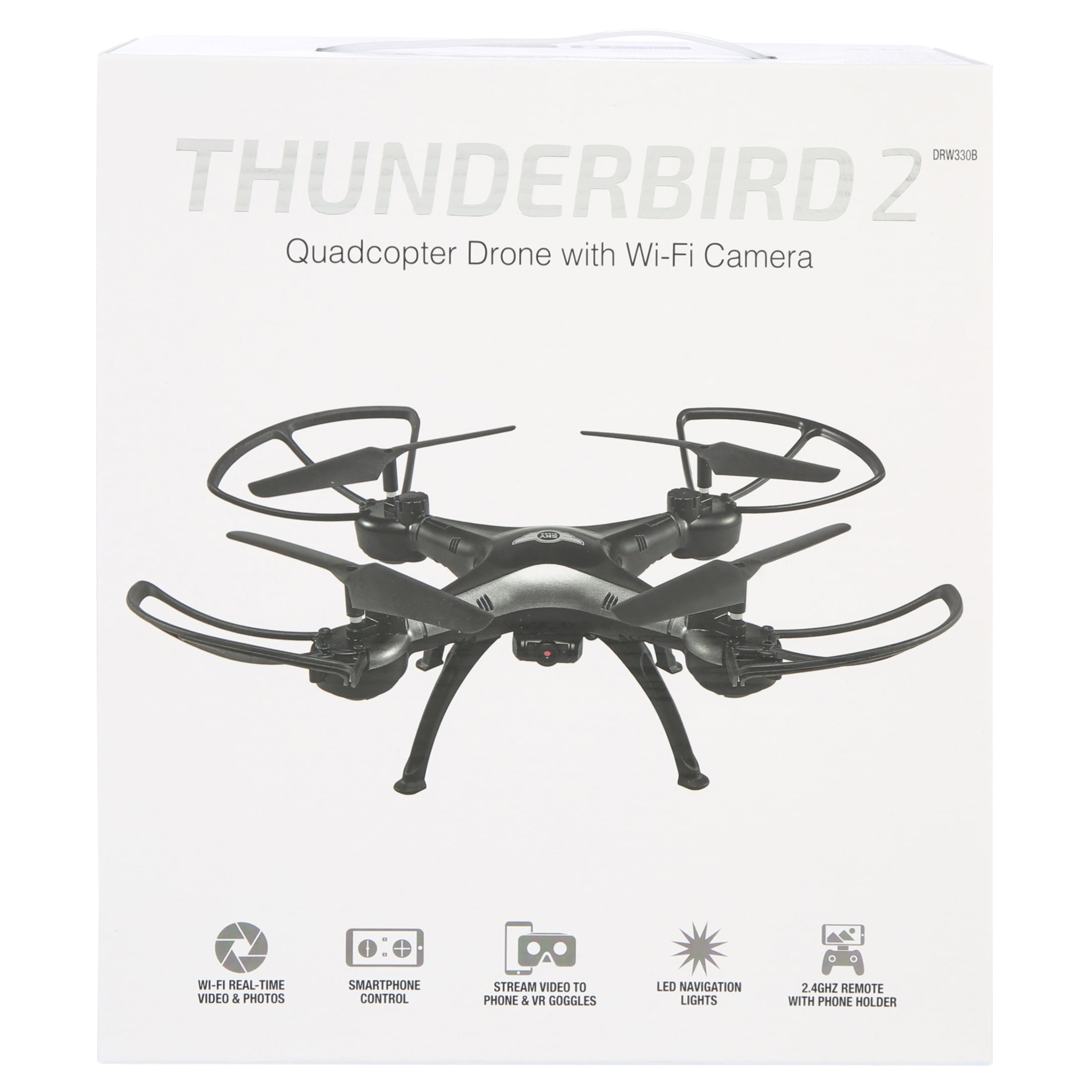 Sky Rider Thunderbird 2 Quadcoptor Drone with Wi Fi Camera DRW330 Black