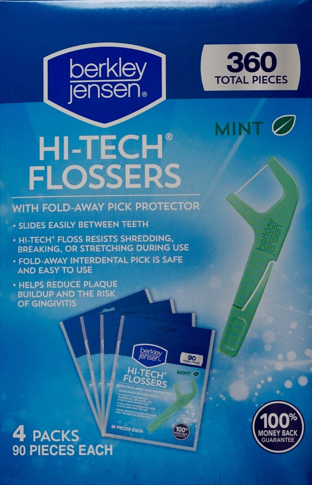 Berkley Jensen Hi-Tech Mint Flossers Fold Away Pick Protector 360 Pieces - Walmart.com