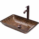 Vigo Rectangular Golden Greek Glass Vessel Sink and Faucet Set, Oil ...