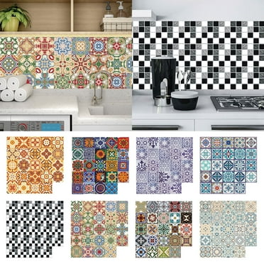 LongKing white 12.4 in. x 5 in. Peel and Stick Tile Waist Line Mosaic ...