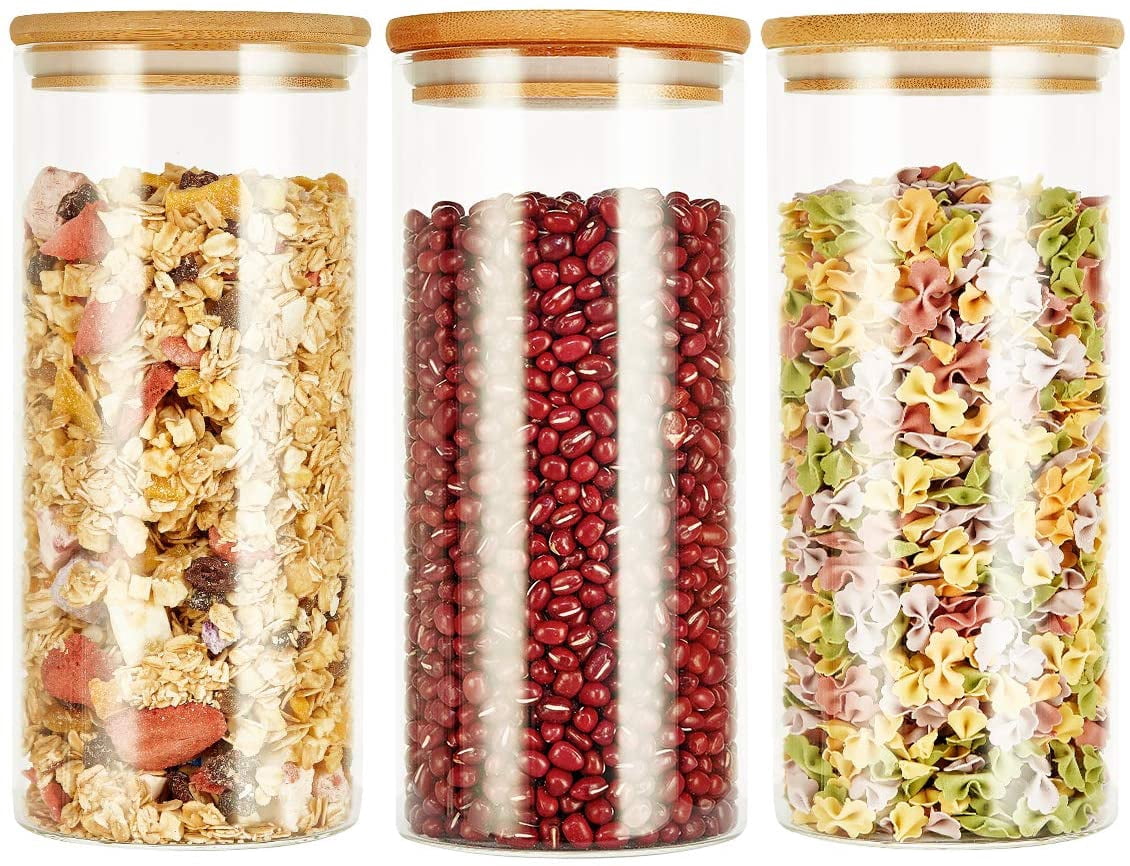 Set of 4 tiered jars with tray tea jars set birch bark spices jar set ...