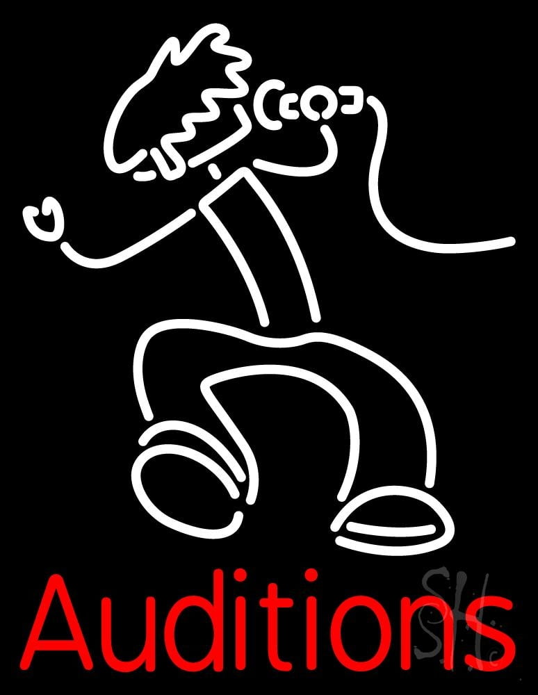 Red Auditions With Logo LED Neon Sign 31" Tall x 24" Wide - inches ...