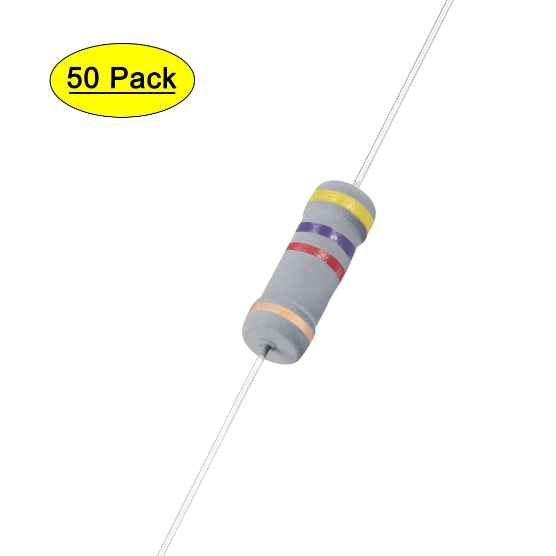 50pcs 2W 4.7K Ohm Carbon Film Resistor 5% Tolerance 4 Color Bands ...