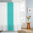 Bathroom Shower Curtain Classic Teal Stripes on White Waterproof Shower ...