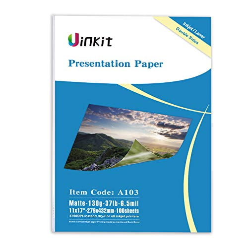 Uinkit 100 sheets Presentation Paper Matte 11x17 Double Sided 35lb ...