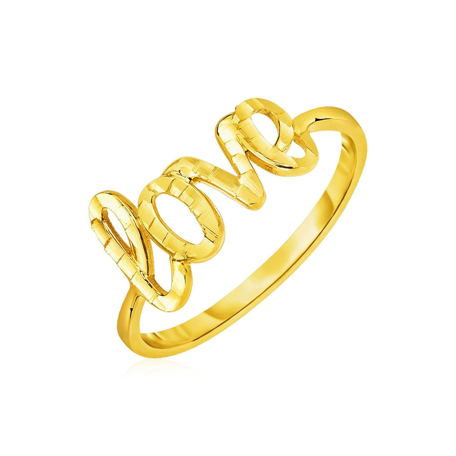 14k Yellow Gold Ring with Love Size 7 - Walmart.com