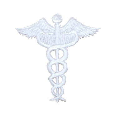 Red Caduceus - Medical Staff/Snakes - Symbol - Iron on Applique ...