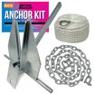 BENTISM 13 lb Galvanized Steel Boat Anchor Kit, Fluke Style with Chain ...