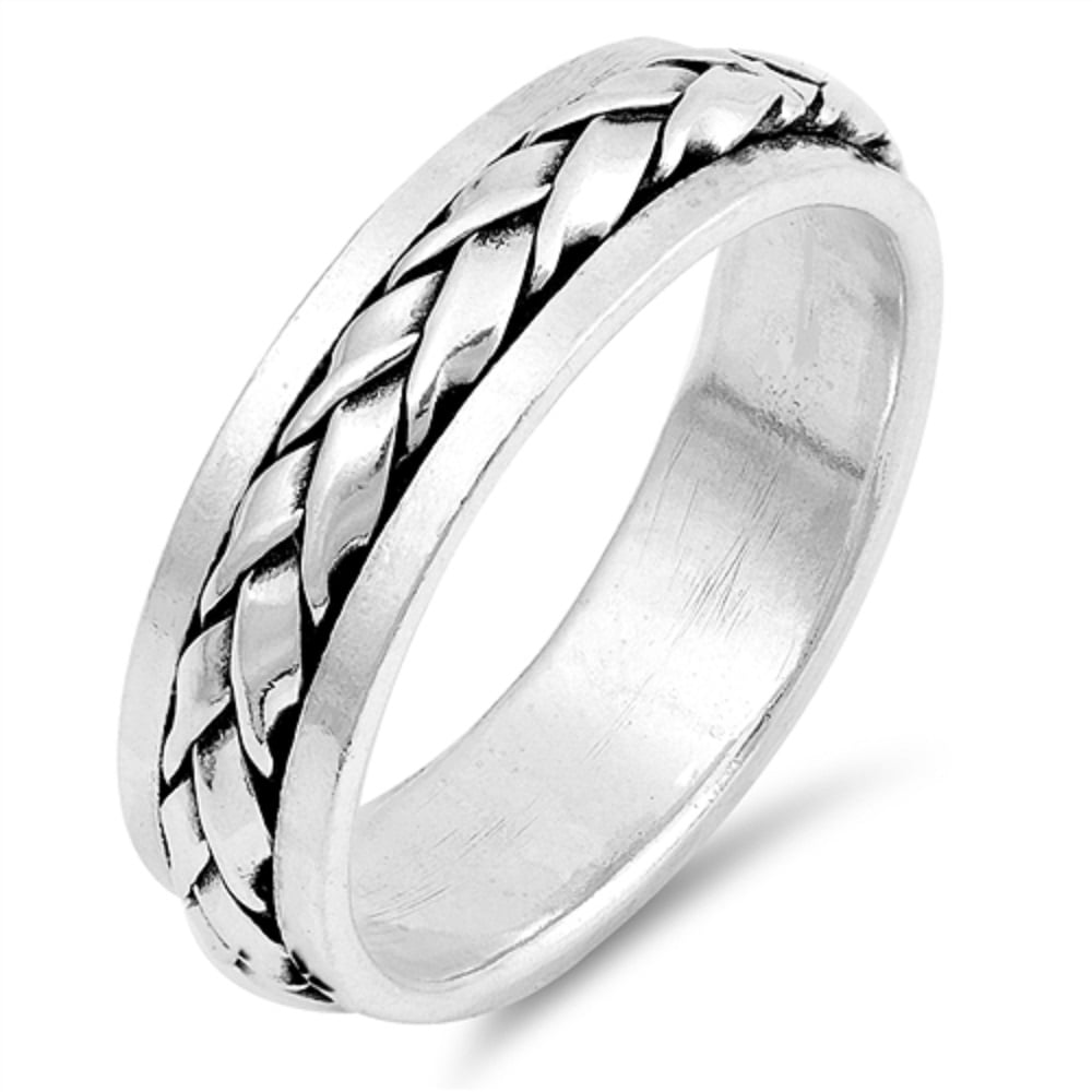 Sterling Silver Braided Spinner Ring - Walmart.com