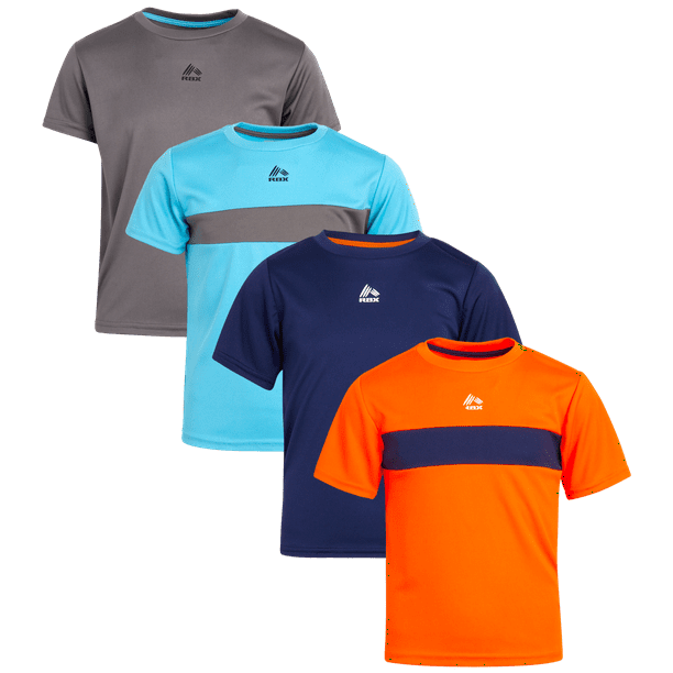 RBX Boys’ Active T-Shirts – 4 Pack Athletic Performance Short Sleeve ...