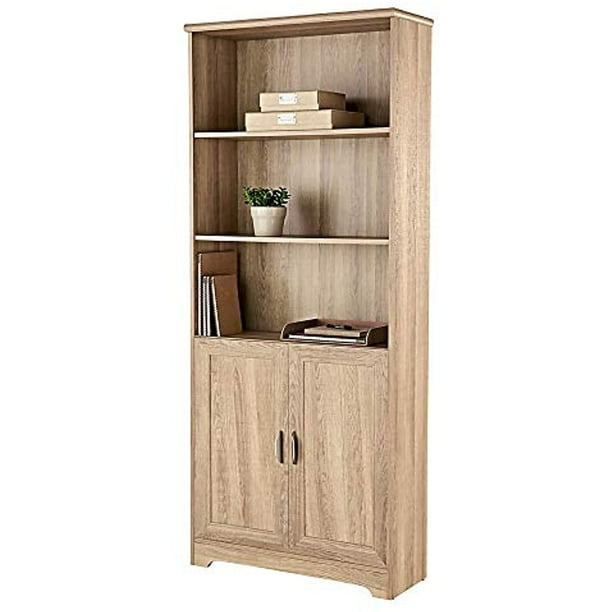 Realspace Magellan 72"H 5-Shelf Bookcase with Doors, Blonde Ash ...