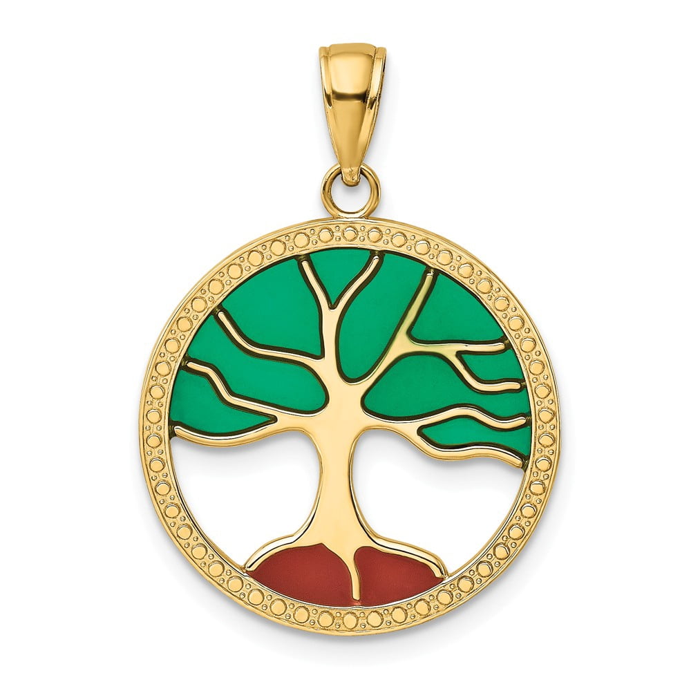 FB Jewels 14K Yellow Gold Enameled Tree of Life Pendant - Walmart.com