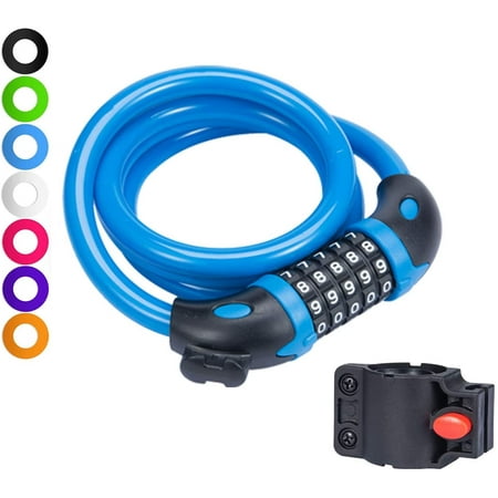 Bicycle Lock With 5-Digit Resettable Number And Holder, Combination Of ...