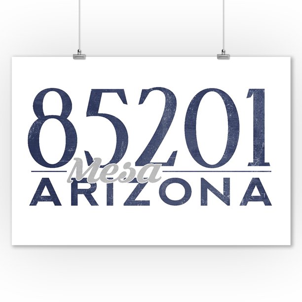 Mesa, Arizona - 85201 Zip Code (Blue) - Lantern Press Artwork (9x12 Art ...