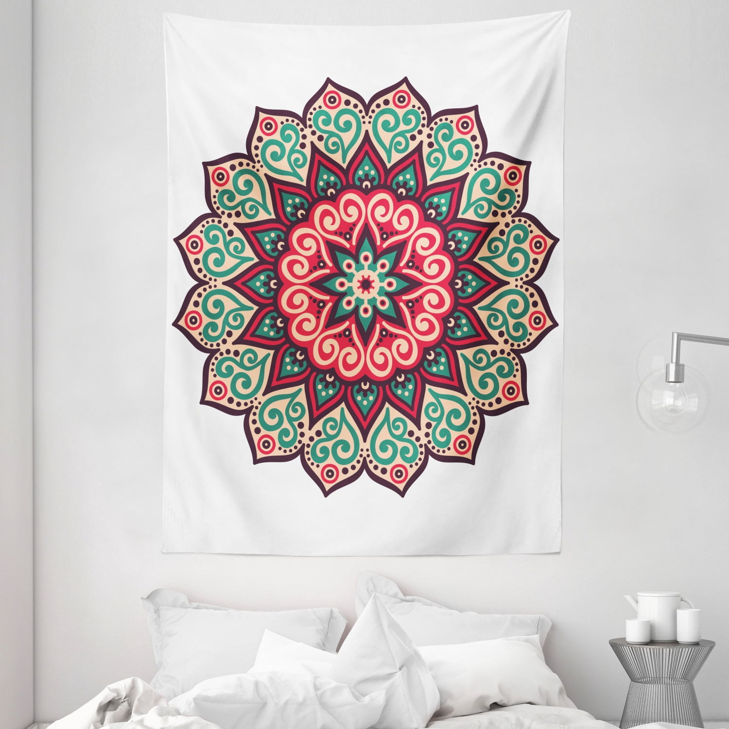 Asian Tapestry, Vintage Style Traditional Round Motif with Swirly ...