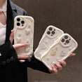 3D Pearl Love Heart Wavy Frame Phone Case for iPhone (White,iPhone 16 ...