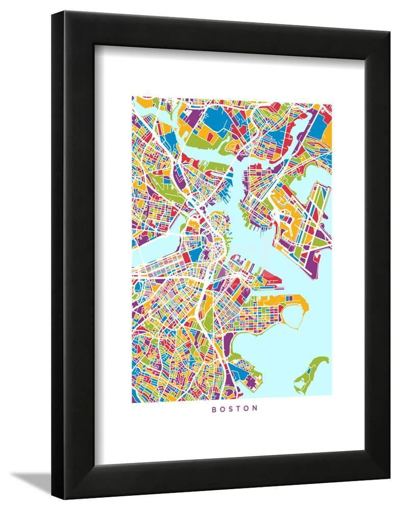 Boston Massachusetts City Street Map, Framed Art Print Wall Art by ...