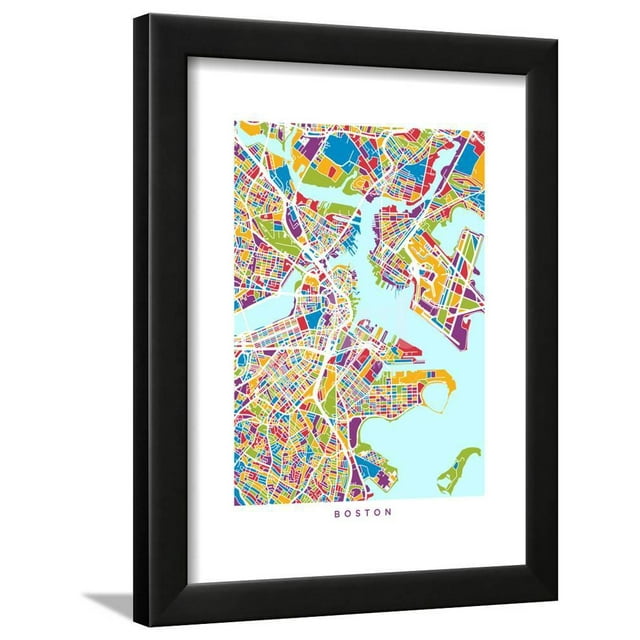 Boston Massachusetts City Street Map, Framed Art Print Wall Art by ...