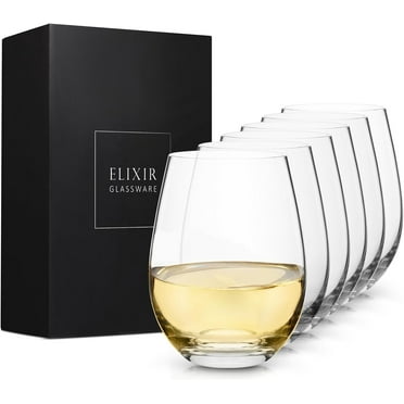 Elixir Glassware Lead-Free Crystal Wine Glasses - Set of 4, 13 oz ...