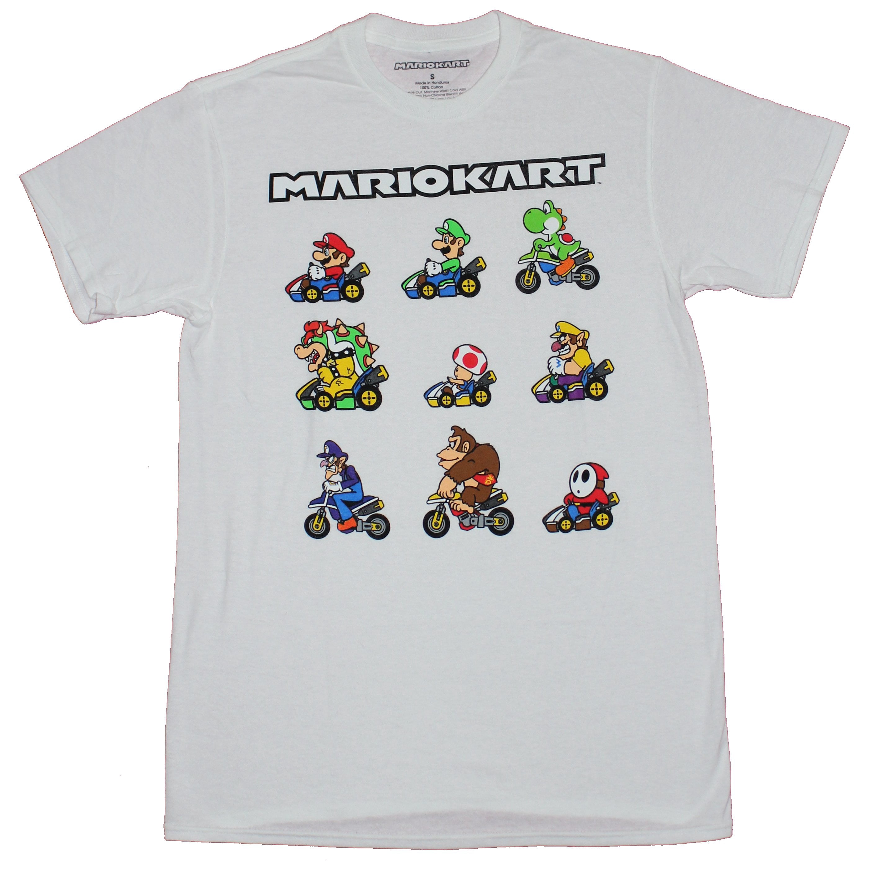 Mario Kart Mens T-Shirt - Nine Riders Under Word Logo Image (X-Large ...