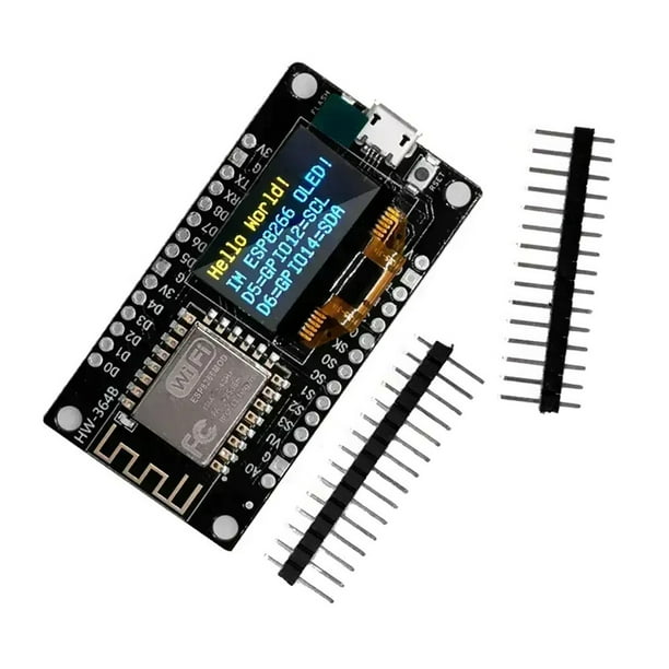 Ounissouiy Placa de desarrollo WIFI ESP8266 negra con pantalla OLED de 96 pulgadas compatible ...