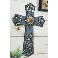 Rustic Western Cowboy Diamond Teardrop Crystals Tooled Leather Wall ...