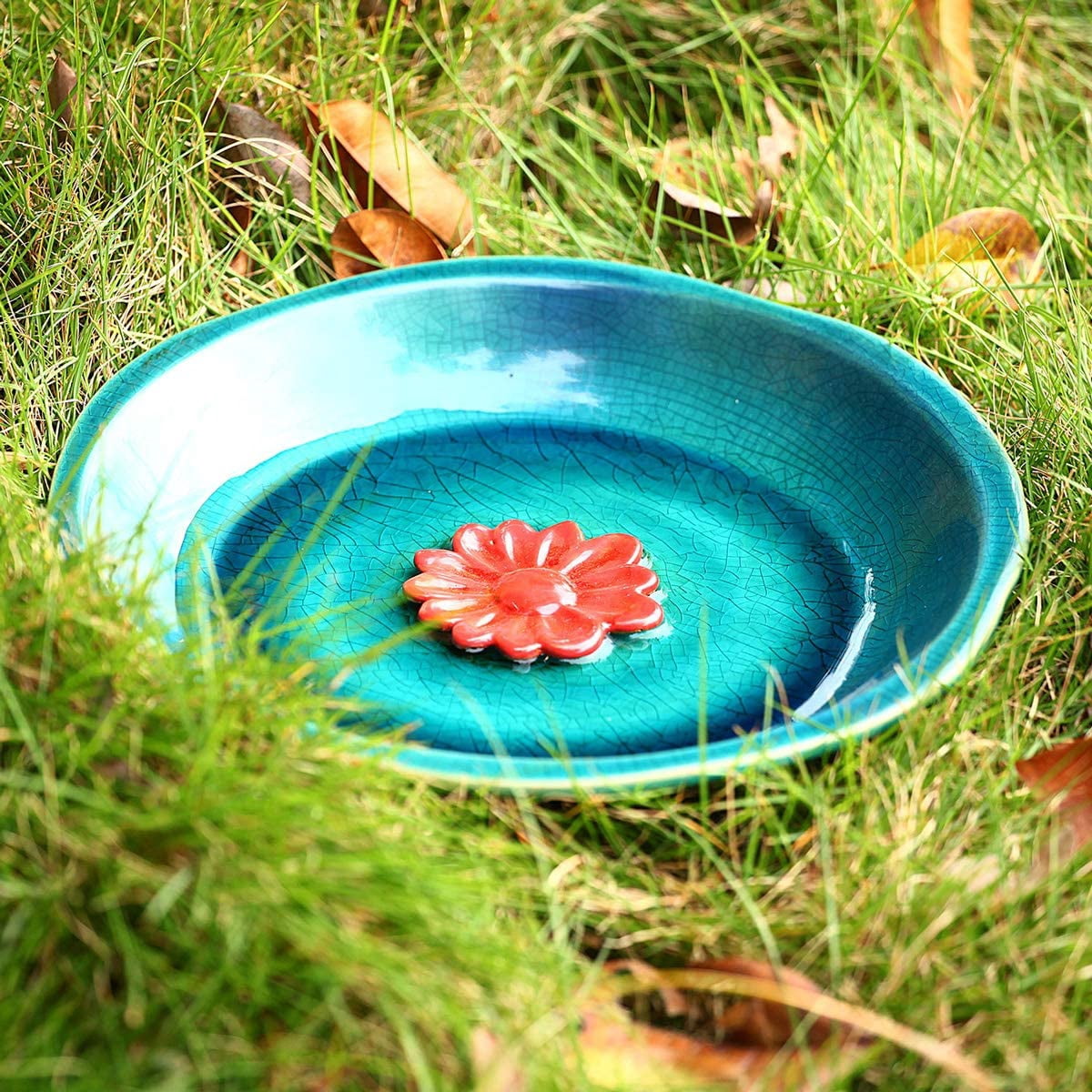 Topadorn Birdbath Ceramic Bowl Decor for Bee Bird Bath Outdoor Garden ...