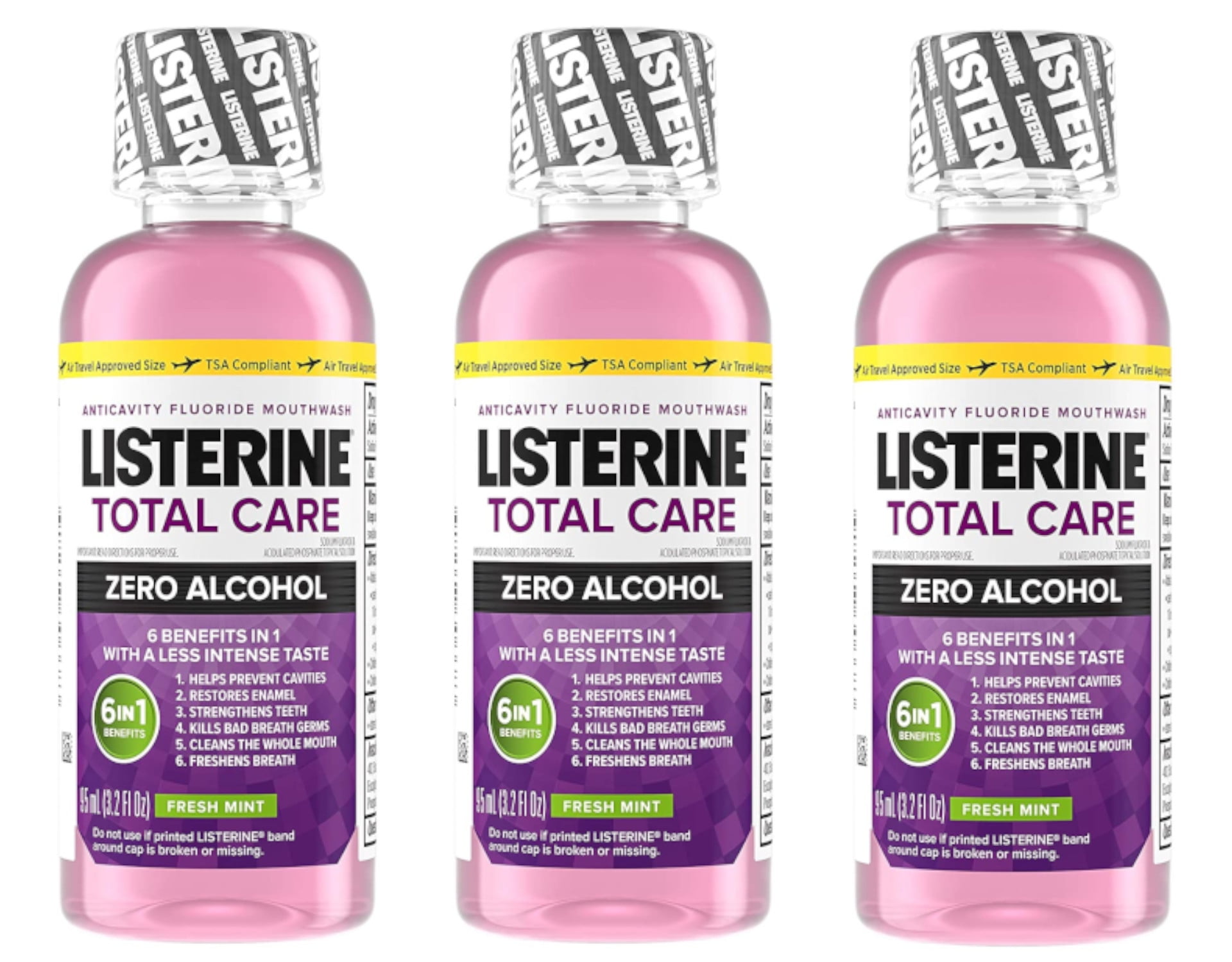 Listerine Total Care Zero Alcohol Anticavity Flouride Mouthwash, 3.2 oz ...