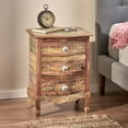 GDF Studio Valdosta Boho Handmade Mango Wood Nightstand with 3 Drawers ...