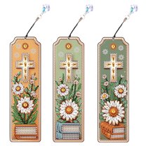 3pcs Diamond Art Painting Kit Bookmark Cross Small White Daisy ...