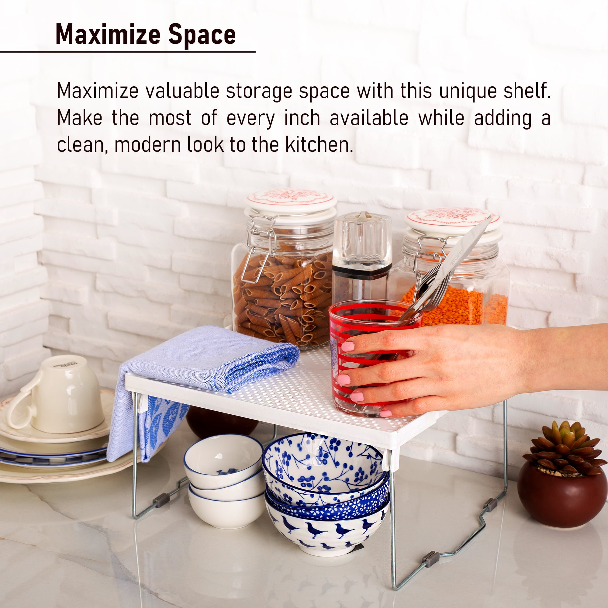 Buy EDNA HOME Cabinet Shelf Organizer, Stacking Cabinet Rack, 11 x 11 ...