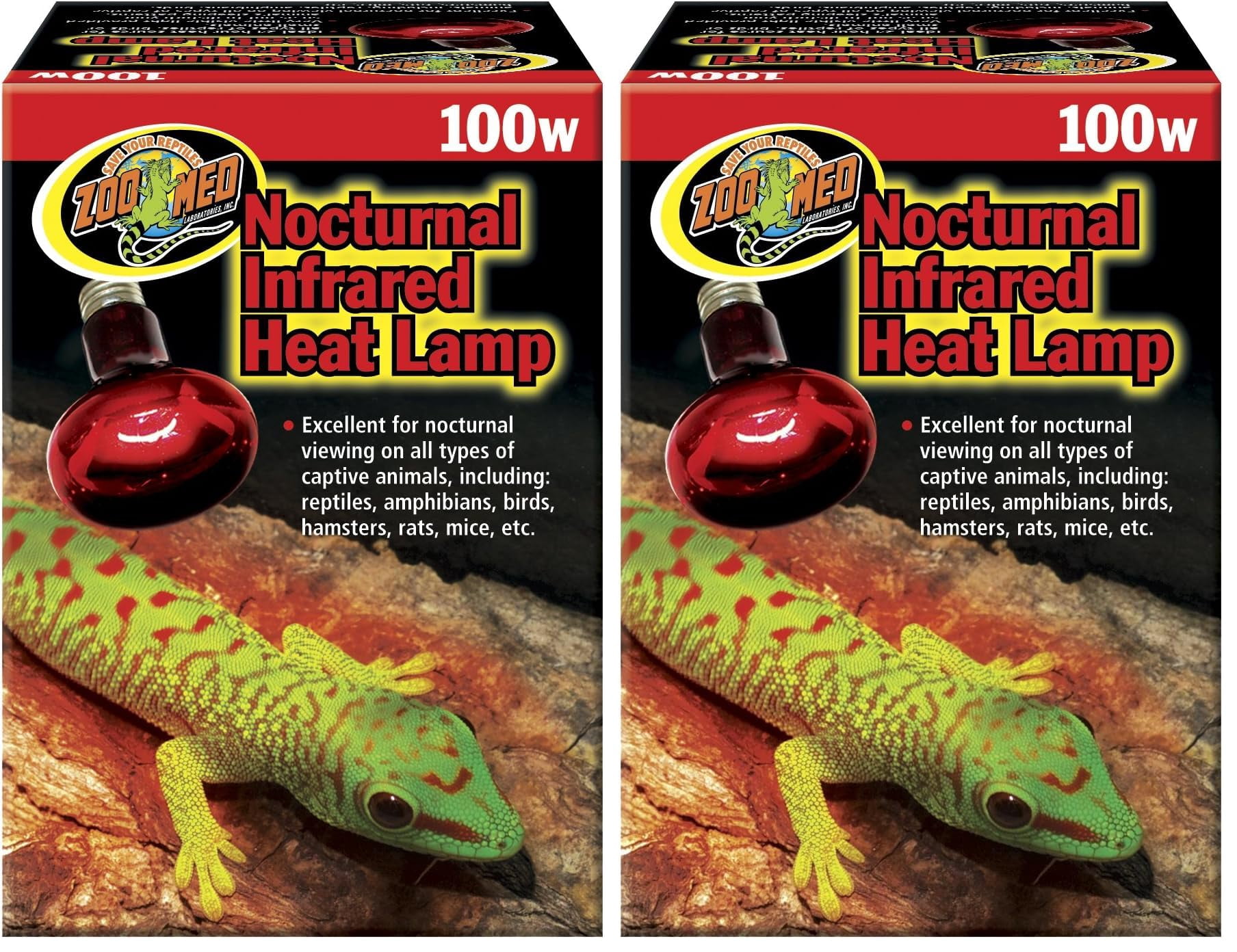 Lámpara de Calor Infrarroja Nocturna Zoo Med 100W (Paquete de 2 ...
