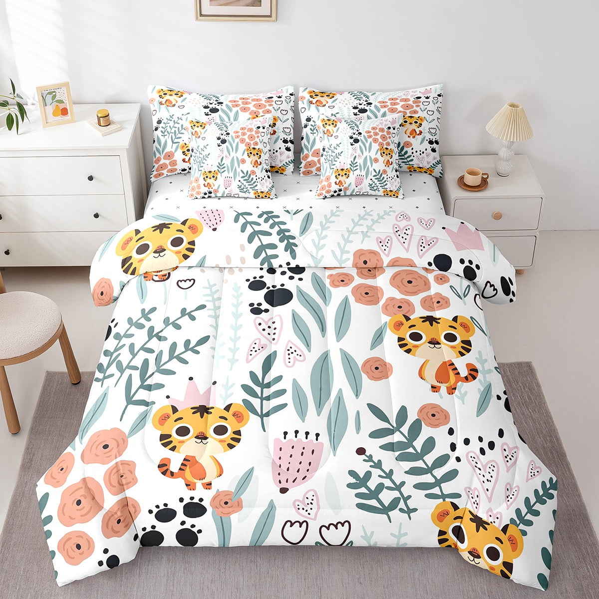 Click here for Yst Tiger Print Comforter Set Twin 7 Piece Jungle... prices