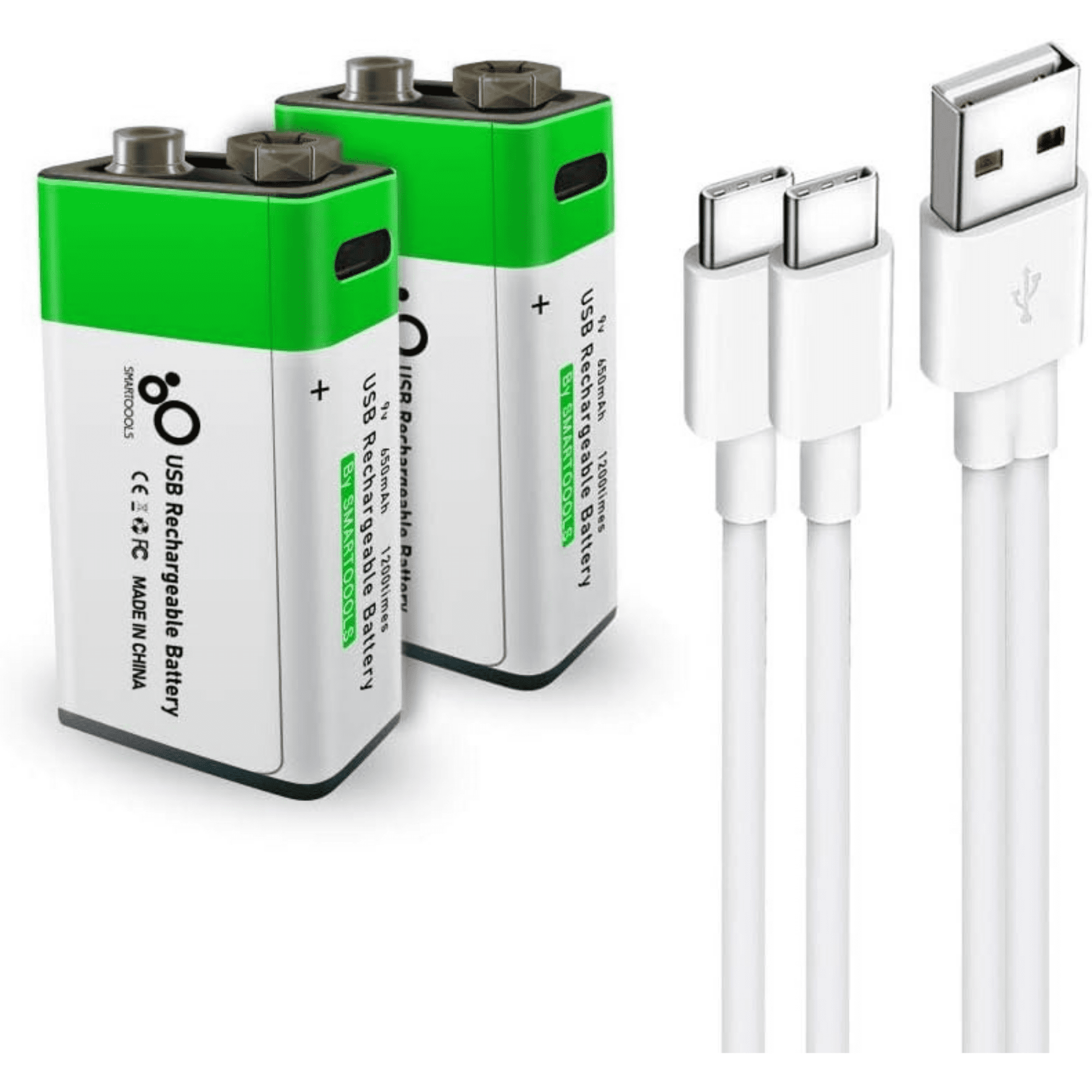 Paquete de 2 pilas recargables 9V USB C Carga rápida y alta duración ...