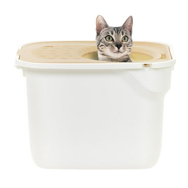 PrettyLitter Linnea Round Open Top Cat Litter Box with Non-Stick ...