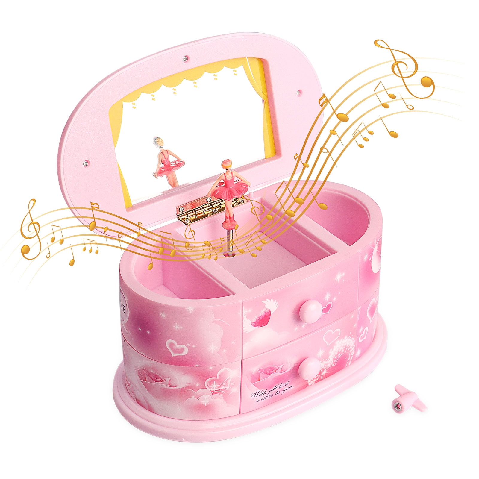Musical Jewelry Box, Sweet Storage Case Organizer with Pullout Drawer ...