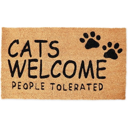 Coco Welcome Door Mat for Outside, Indoor Outdoor Coir Doormat, Cats ...