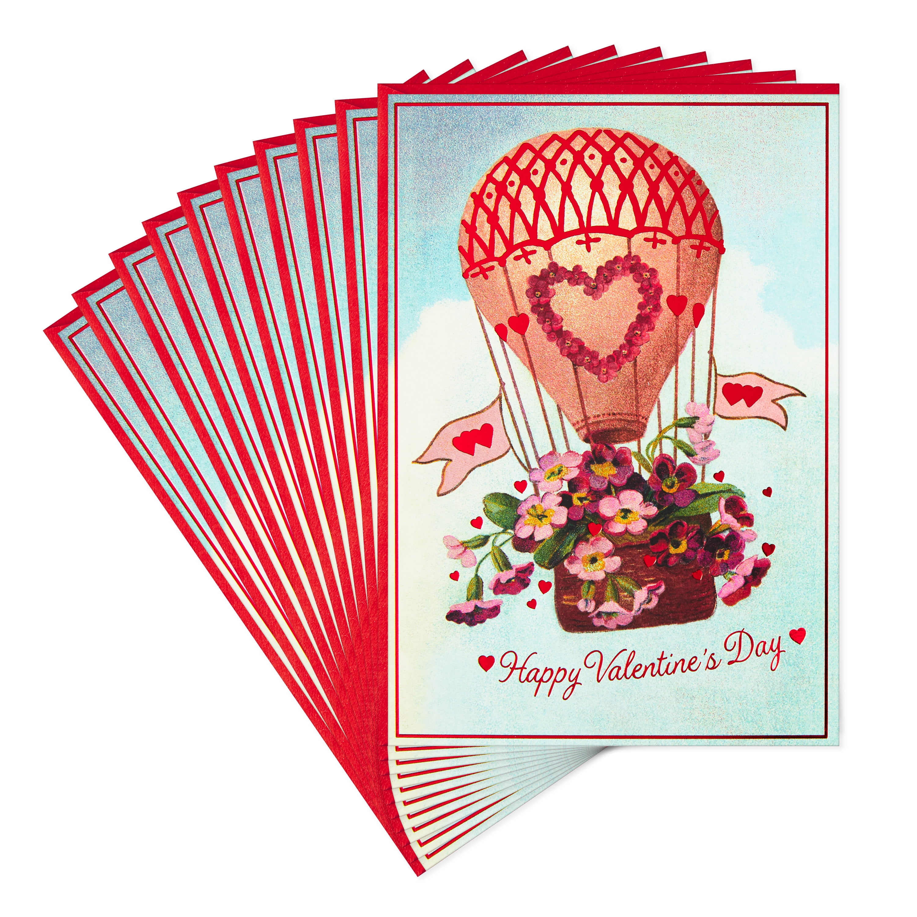 Hallmark Pack of Valentines Day Cards, Vintage Hot Air Balloon (10 ...