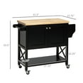 HOMCOM Portable Wooden Rolling Kitchen Island Cart with Rubberwood Top ...