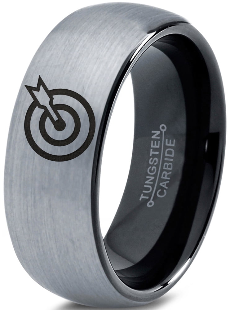 Tungsten Bullseye Arrow Archery Band Ring 8mm Men Women Comfort Fit ...