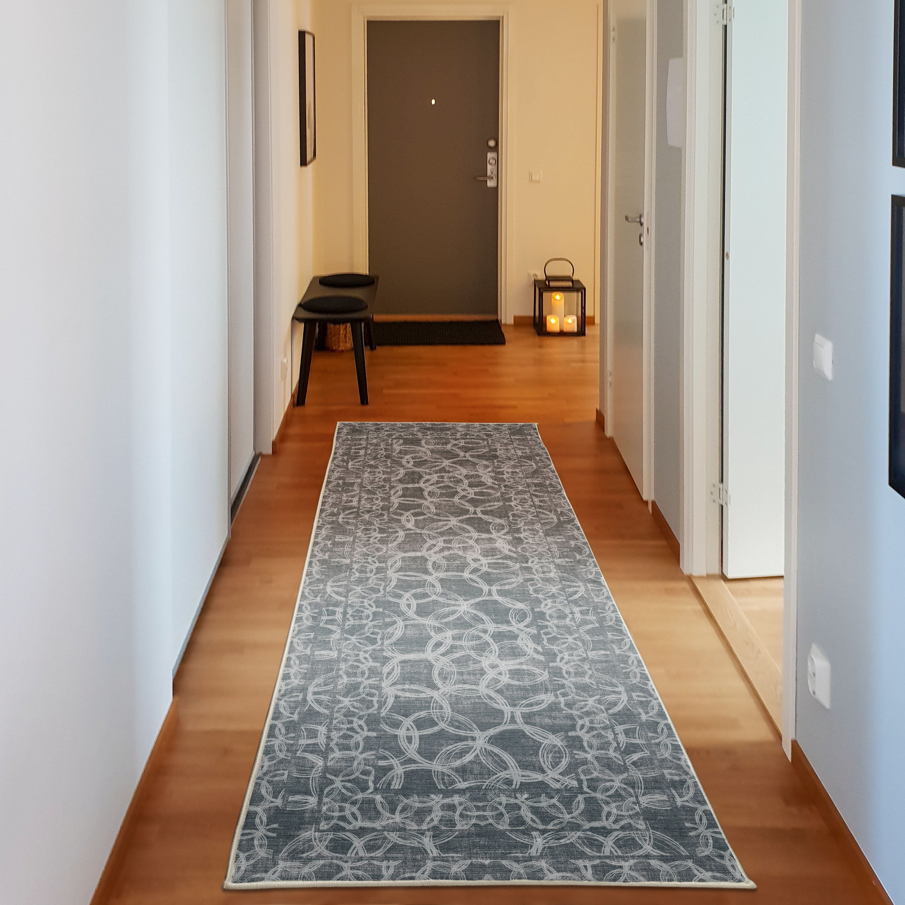 Modern Decorative Rug, Scribble Style Drawing of Repetitive Circles ...