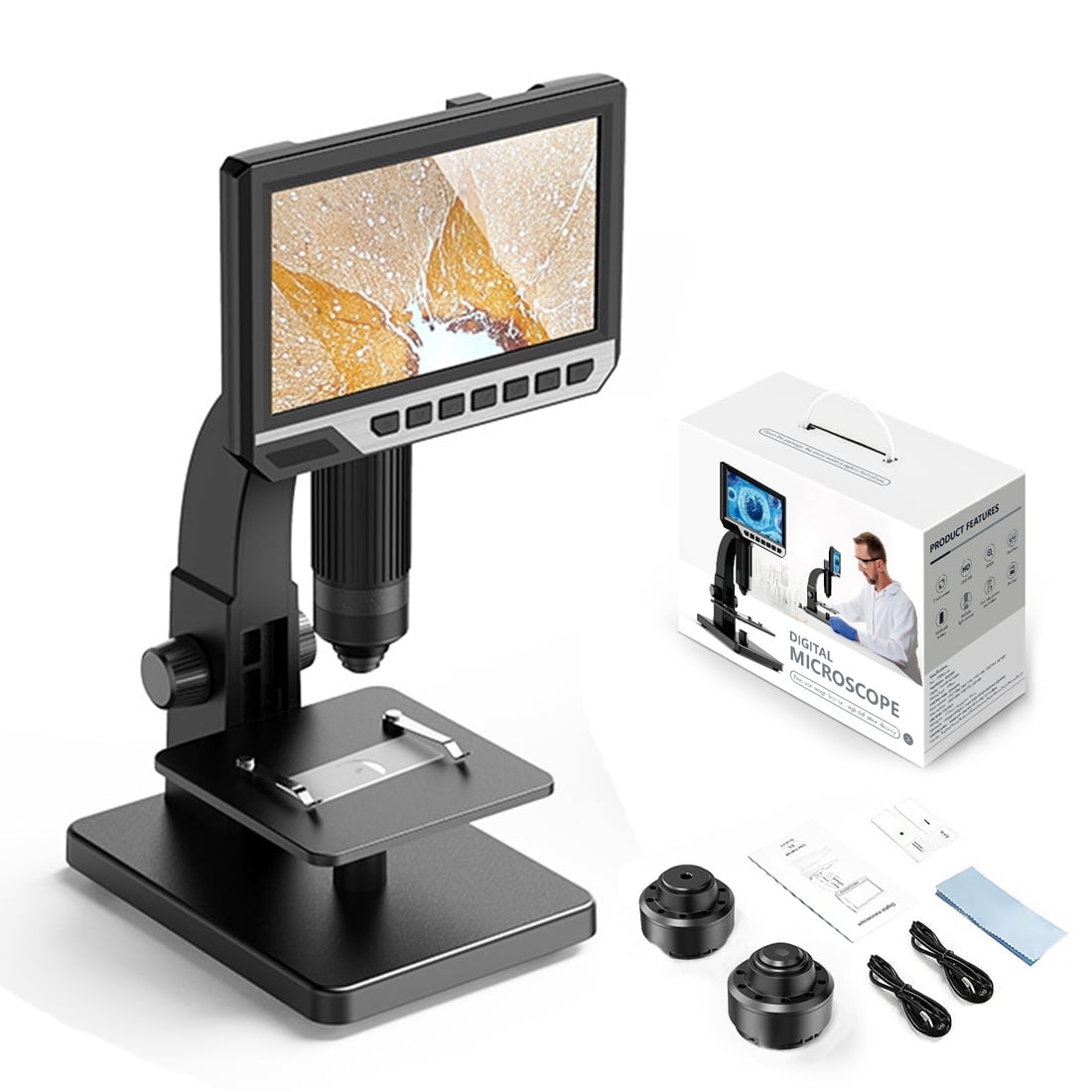7 Inch Ips Digital Usb Microscope 12Mp 2000X Magnification Camera Video ...